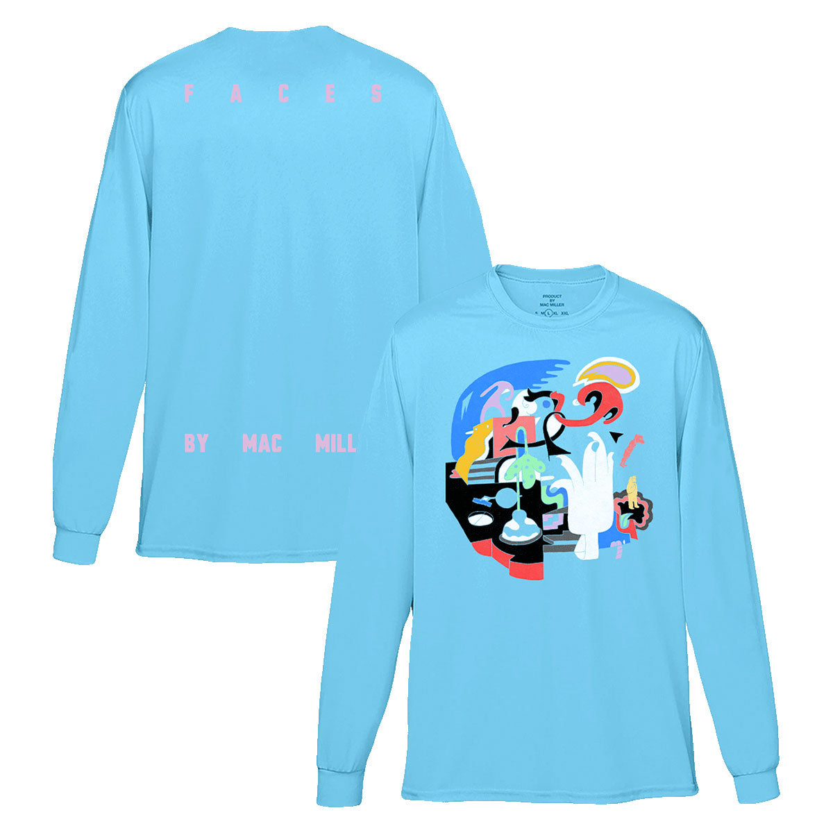 FACES BLUE LONG SLEEVE – Mac Miller UK